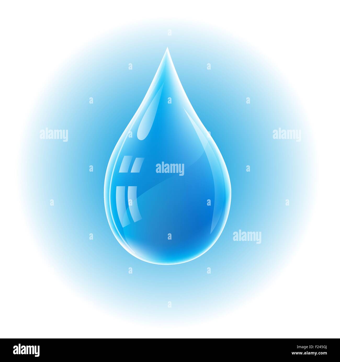 Blue realistic vector water drop on white and blue background Stock ...