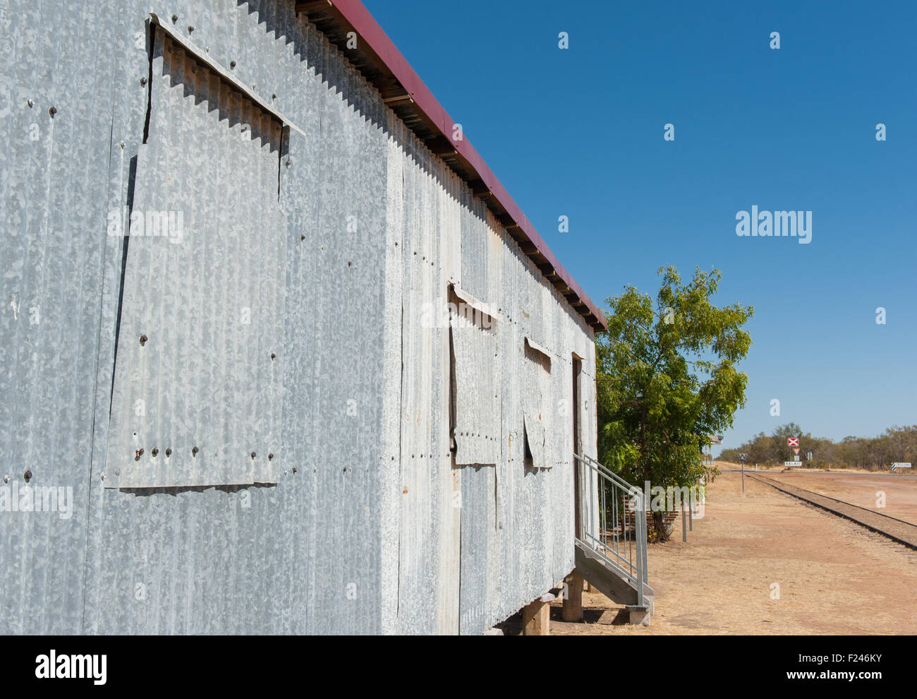 Historic iron shed of Blackbull Siding's Gulflander train station ...