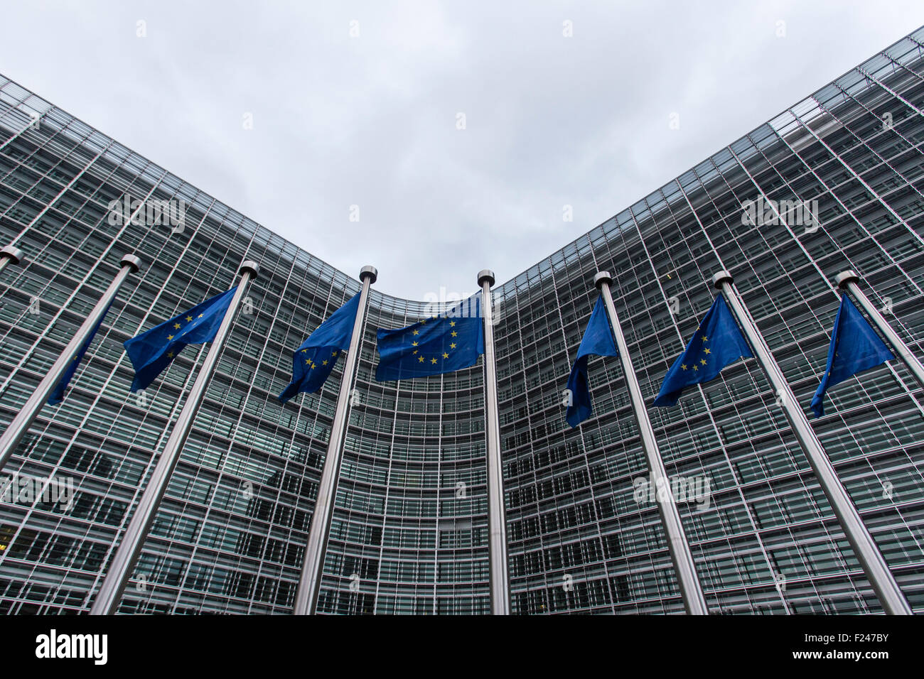 flags, EU, Berlaymont building, headquarters, European Union, European ...