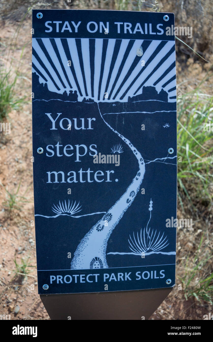 Signs remind visitors of the fragile desert area they are visiting ...