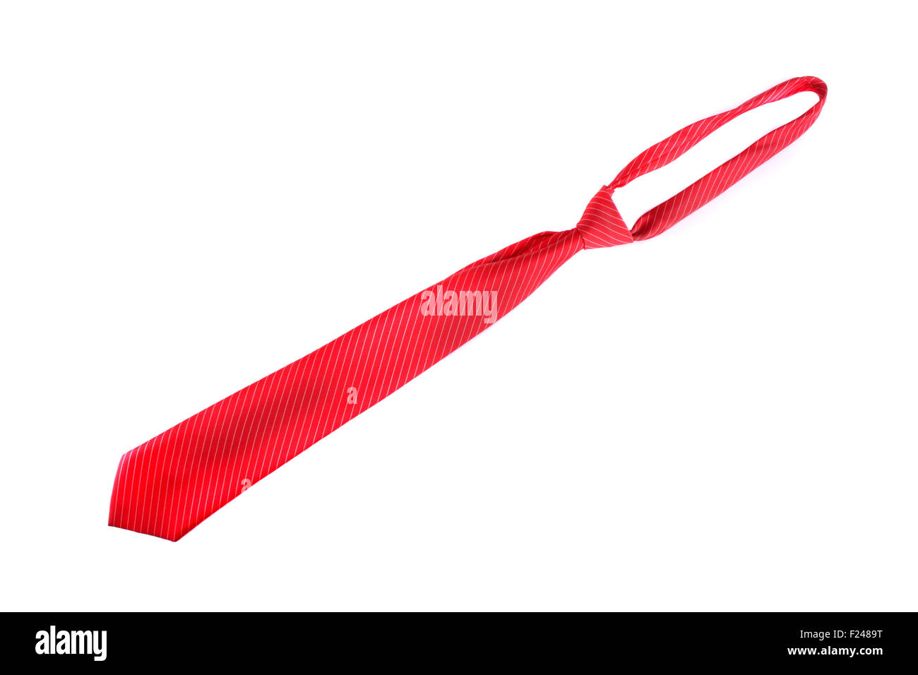 A red tie with diagonal stripes design, isolated on white background ...