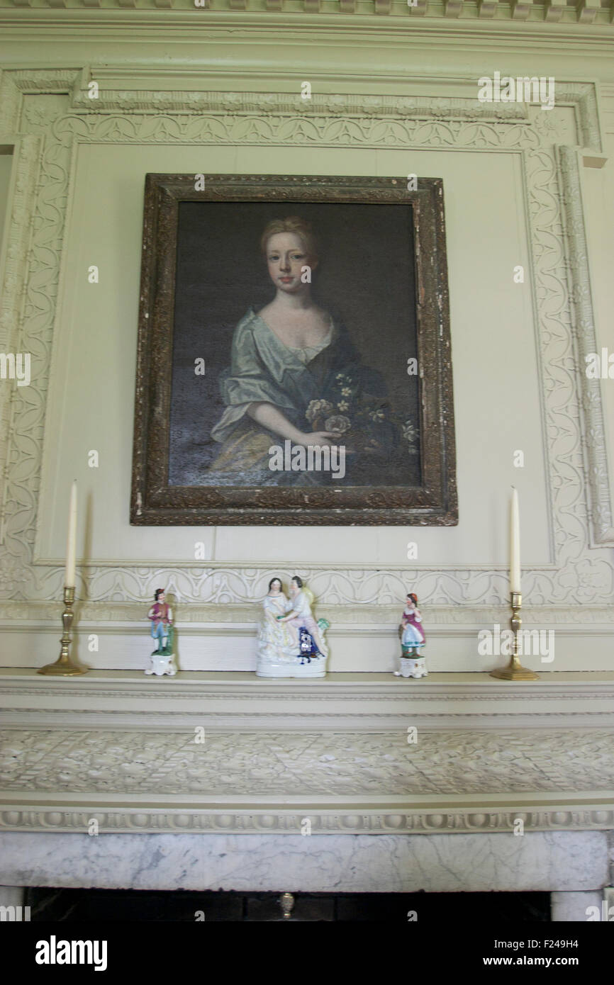 Elizabeth Hill's portrait hangs over the mantle at Shirley Plantation ...
