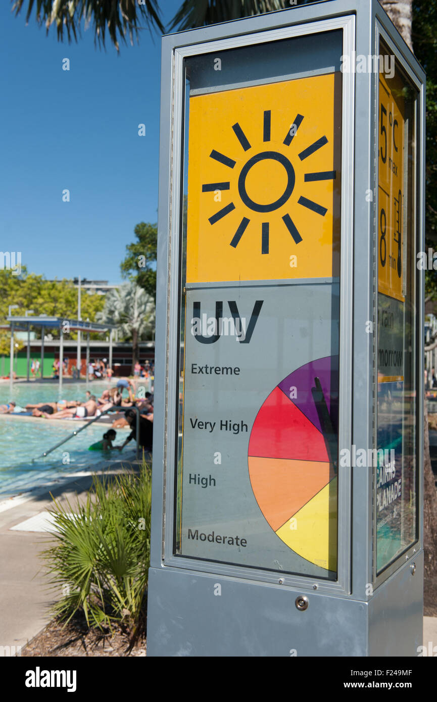 UV rating info at the lagoon, Esplanade, Cairns, tropical north ...