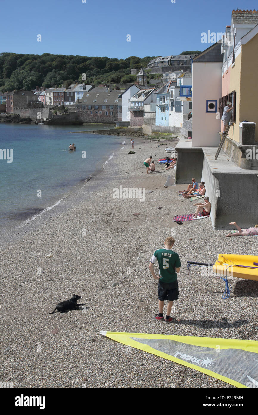 the beach and holiday village of kingsand on the south cornwall coast ...
