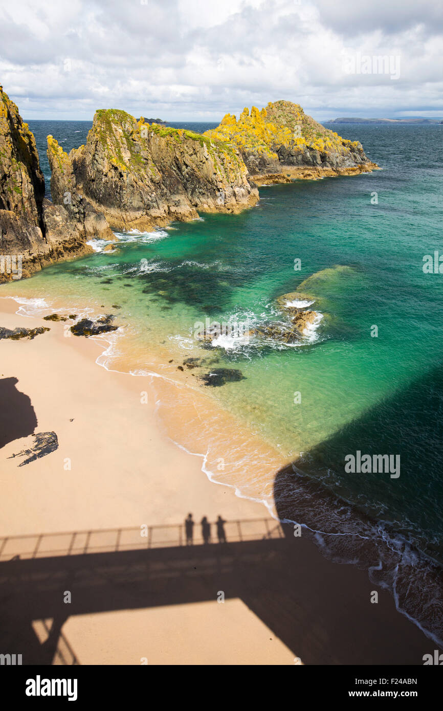Trevose Head near Padstow, Cornwall, UK, with the shadow of people on ...