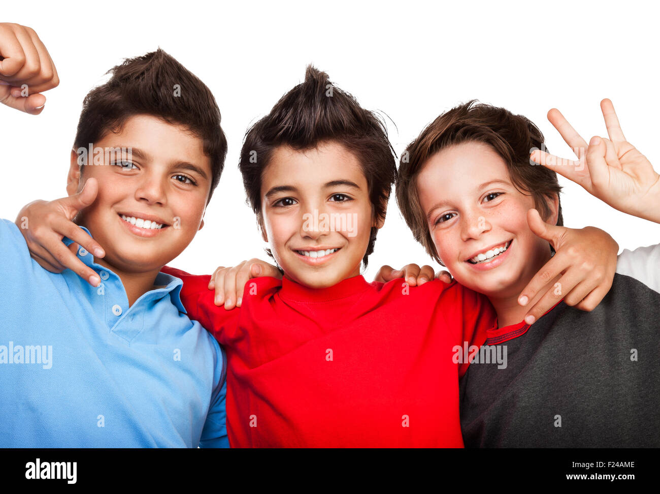 Hispanic kids hug friends hi-res stock photography and images - Alamy