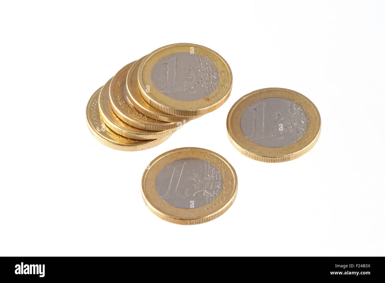 Close up photo of one Euro coins on a plain white background Stock ...