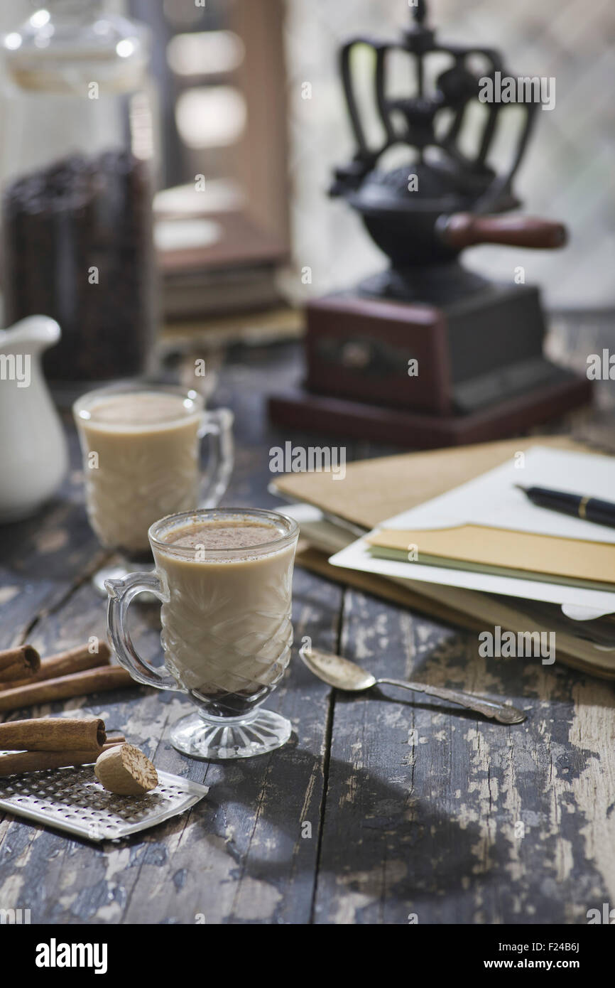 Latte coffee in room setting Stock Photo - Alamy