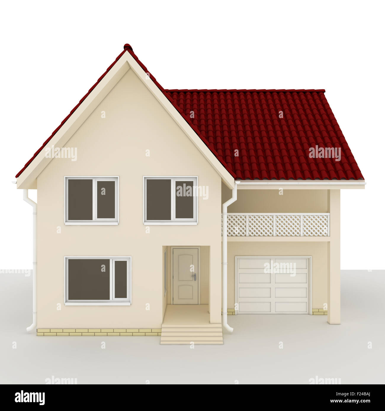 two-storey house with a red roof tiles Stock Photo - Alamy