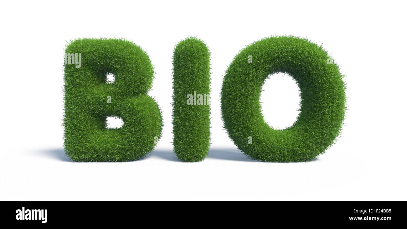 Symbols Bio made of green grass Stock Photo - Alamy