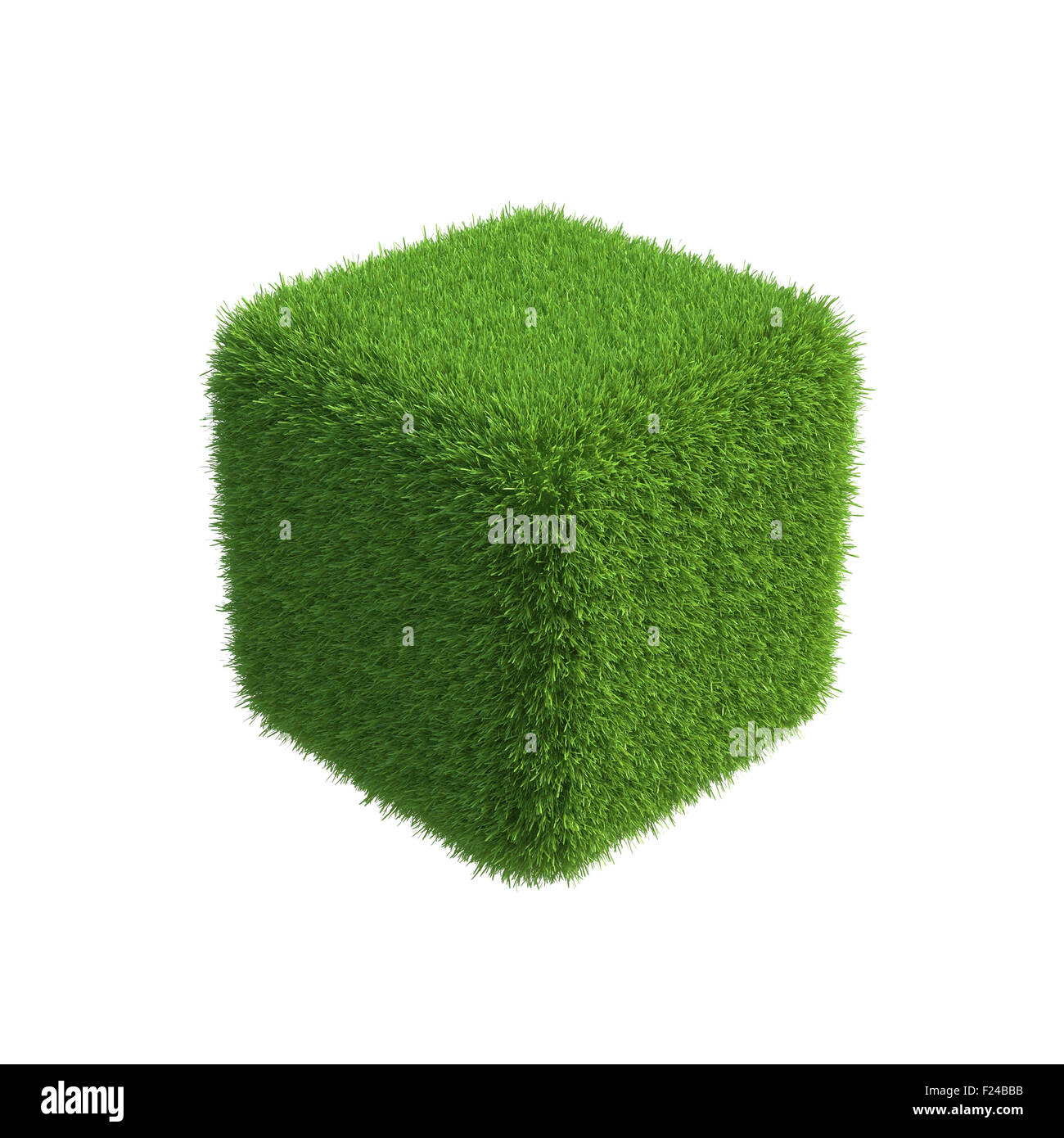 Cube of fresh green grass isolated on white background Stock Photo - Alamy