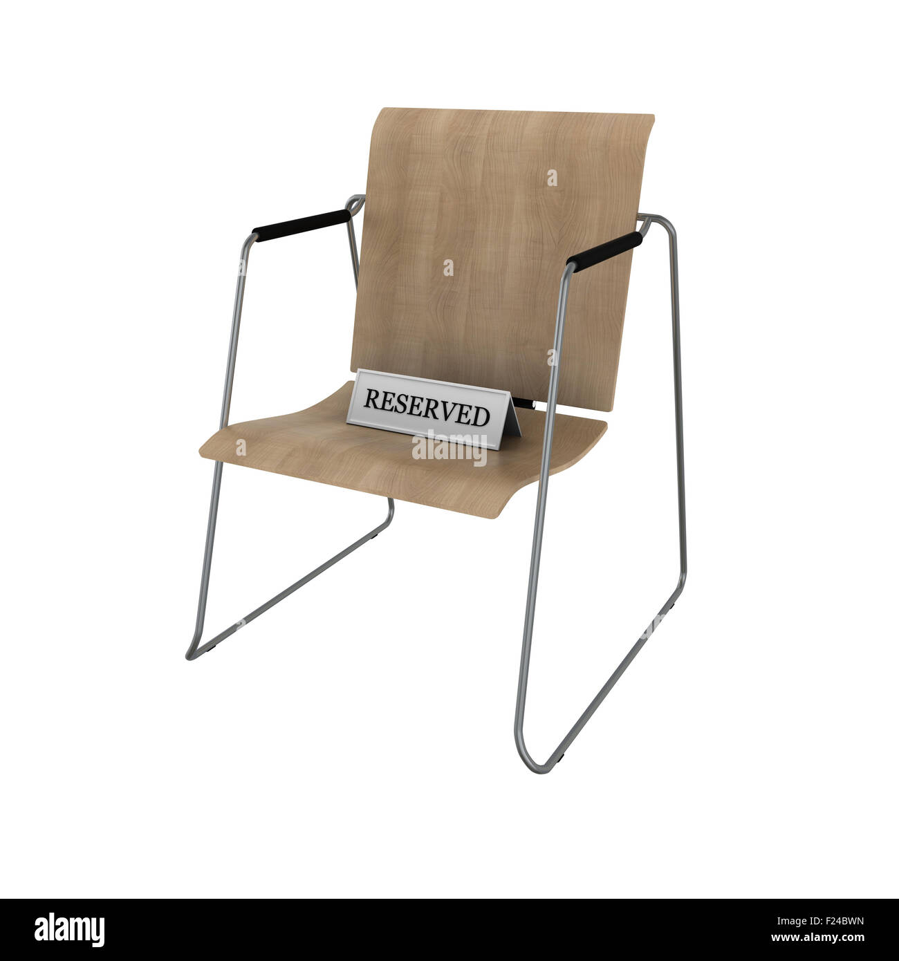 Wooden chair reserved sign isolated on white background Stock Photo - Alamy