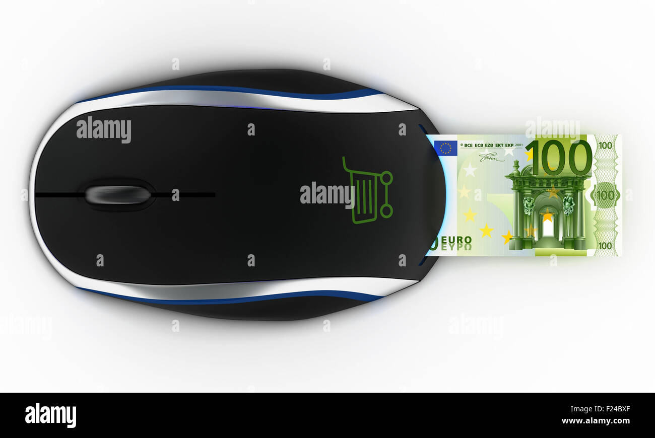 Computer mouse and one hundred euro banknote part of it Stock Photo - Alamy