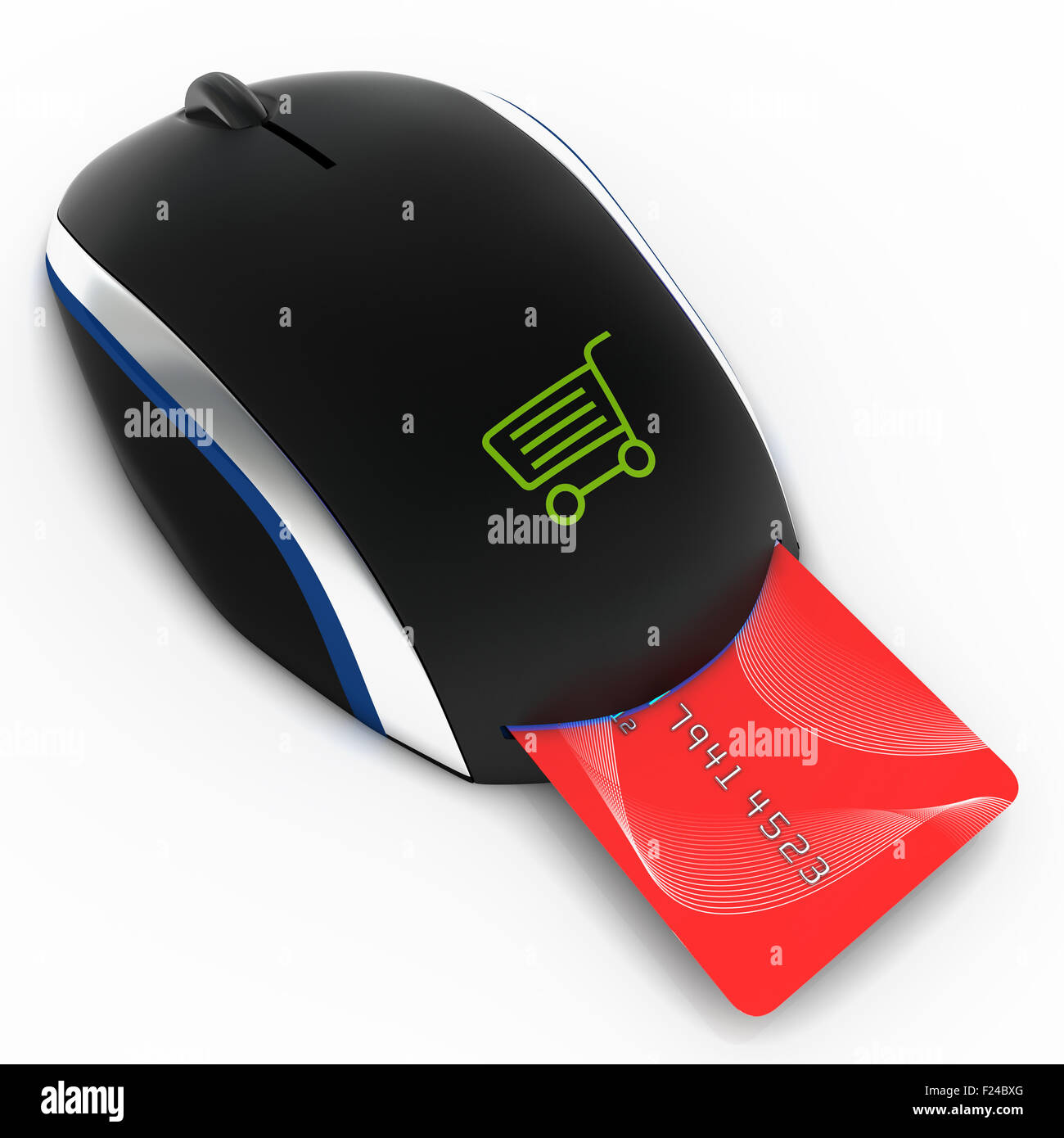 Computer Mouse and red card bank it Stock Photo - Alamy