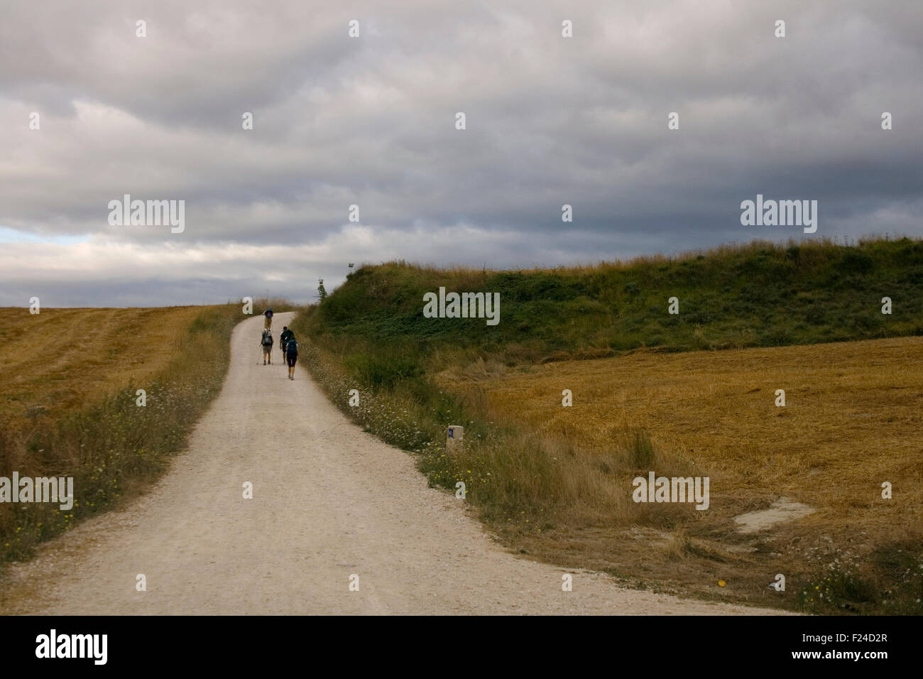 Pilgrims on the road, Way of St. James Stock Photo - Alamy