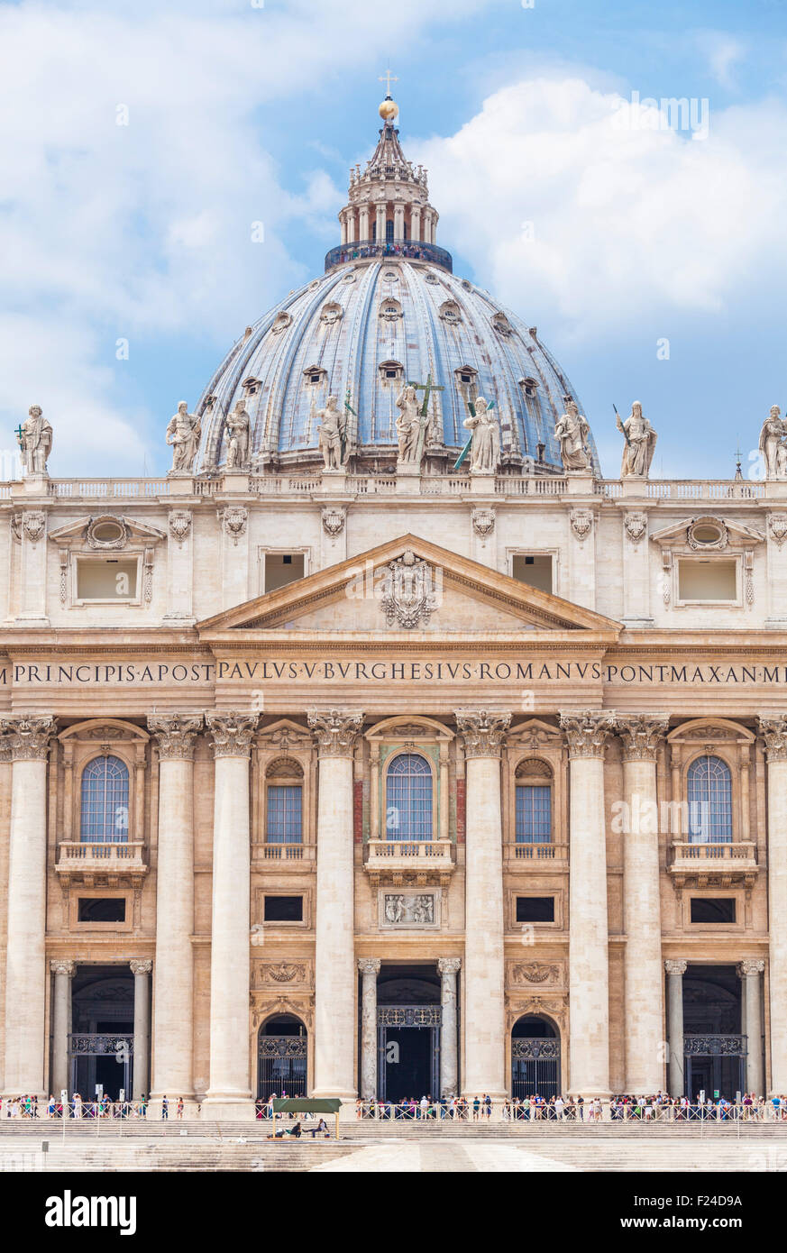 Front facade of St Peters Basilica from St Peters Square Vatican City ...