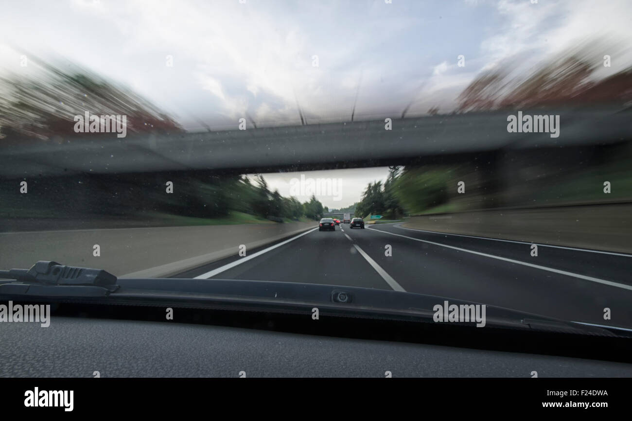 First person view of the traffic on the motorway Stock Photo - Alamy