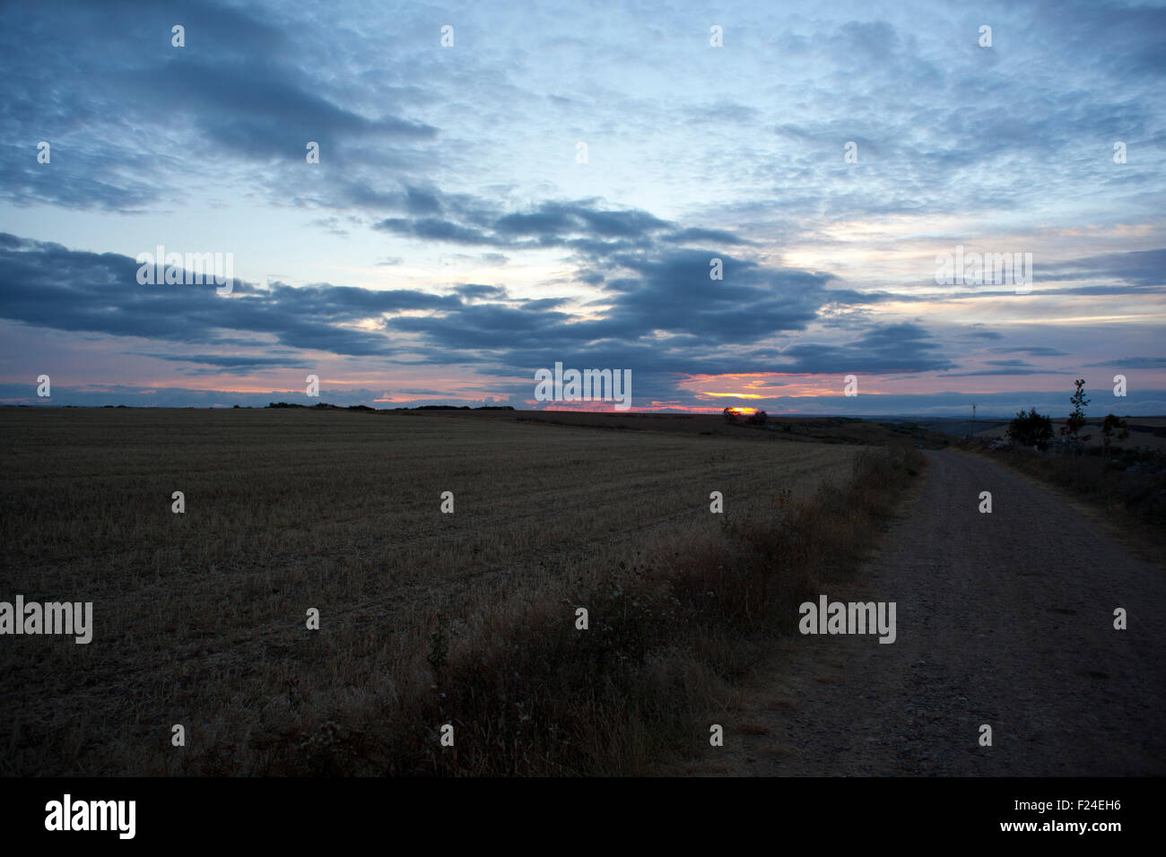 Sunrise in the rural scene in the spanish countryside, Spain Stock ...