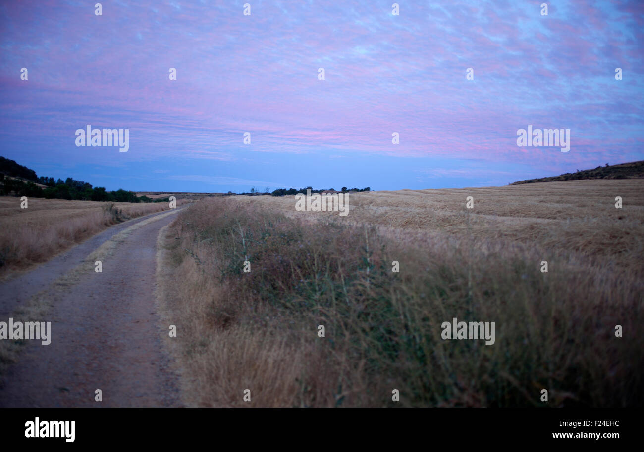 Sunrise in the rural scene in the spanish countryside, Spain Stock ...