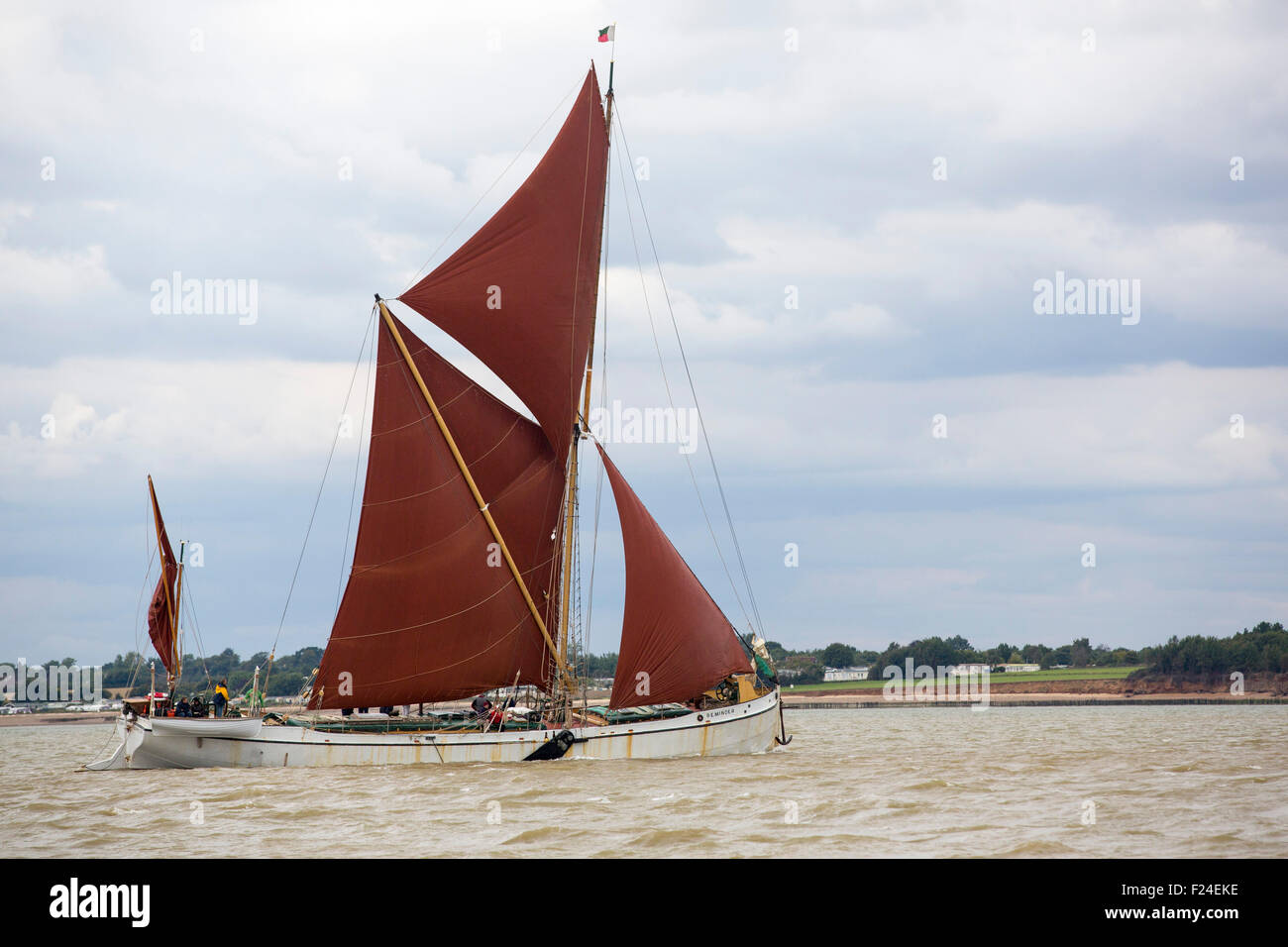Traditional wooden Smack fishing boats off Brightlingsea, Essex, UK ...