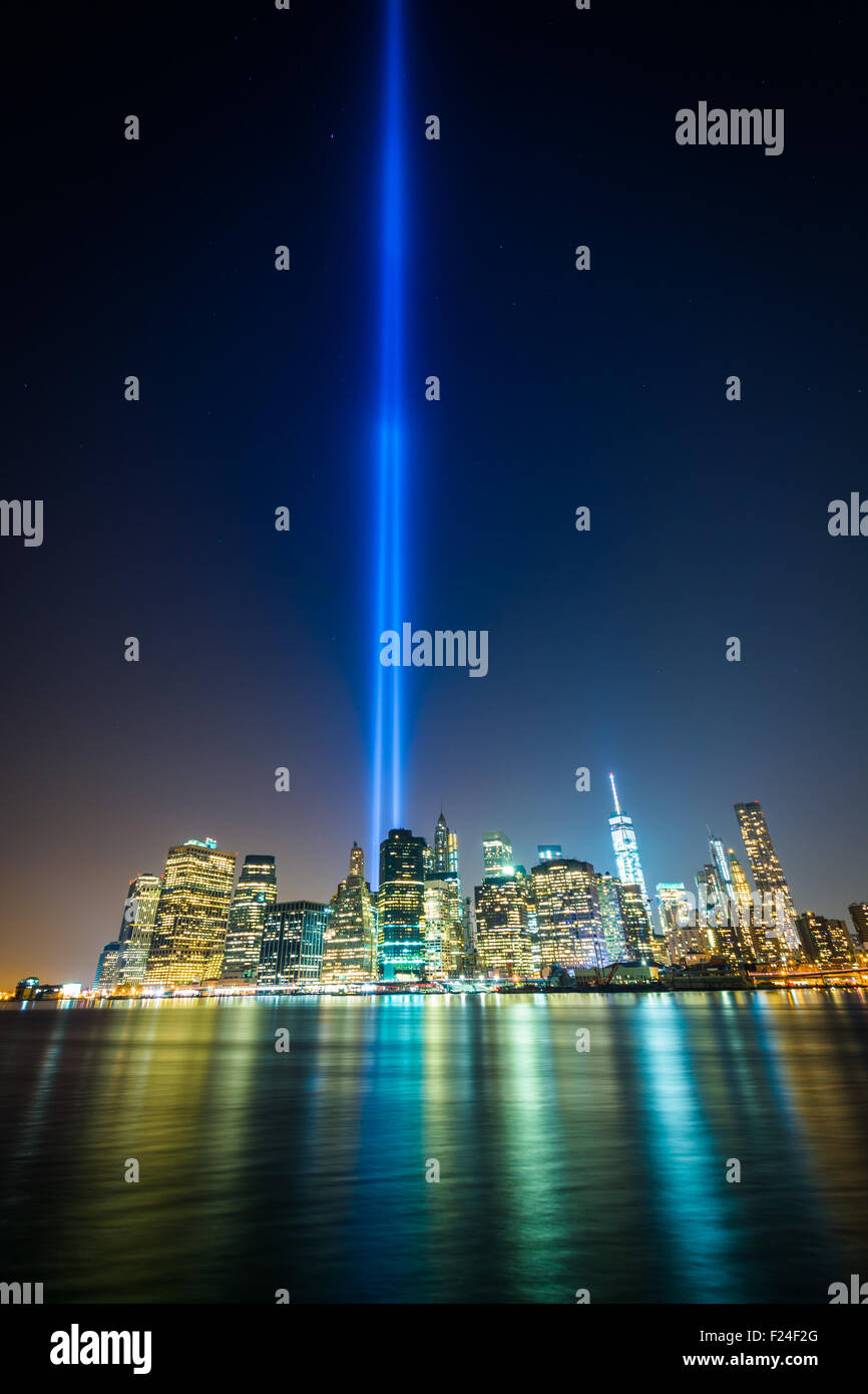 Blue tribute lights in new york city hi-res stock photography and ...