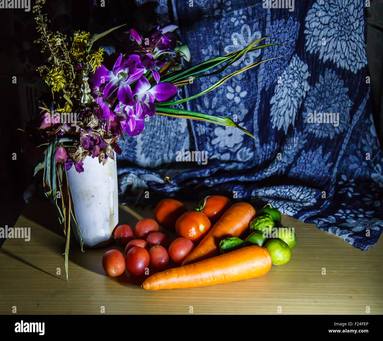Flowers and Fruits still life Stock Photo - Alamy