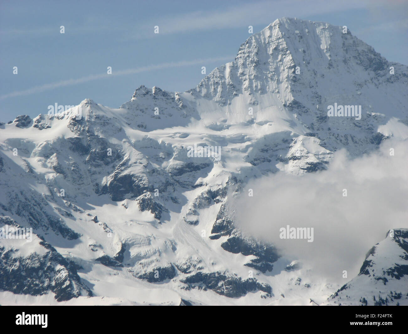 A beautiful view of the snow clad mountain in the swiss alps Stock ...