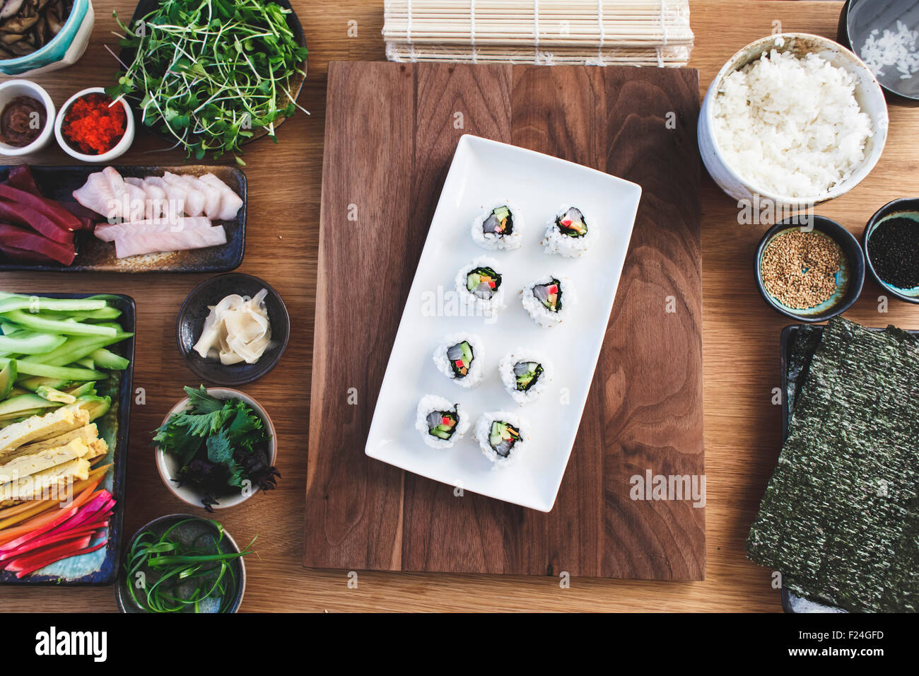 The making of sushi. Ingredients for sushi Stock Photo - Alamy