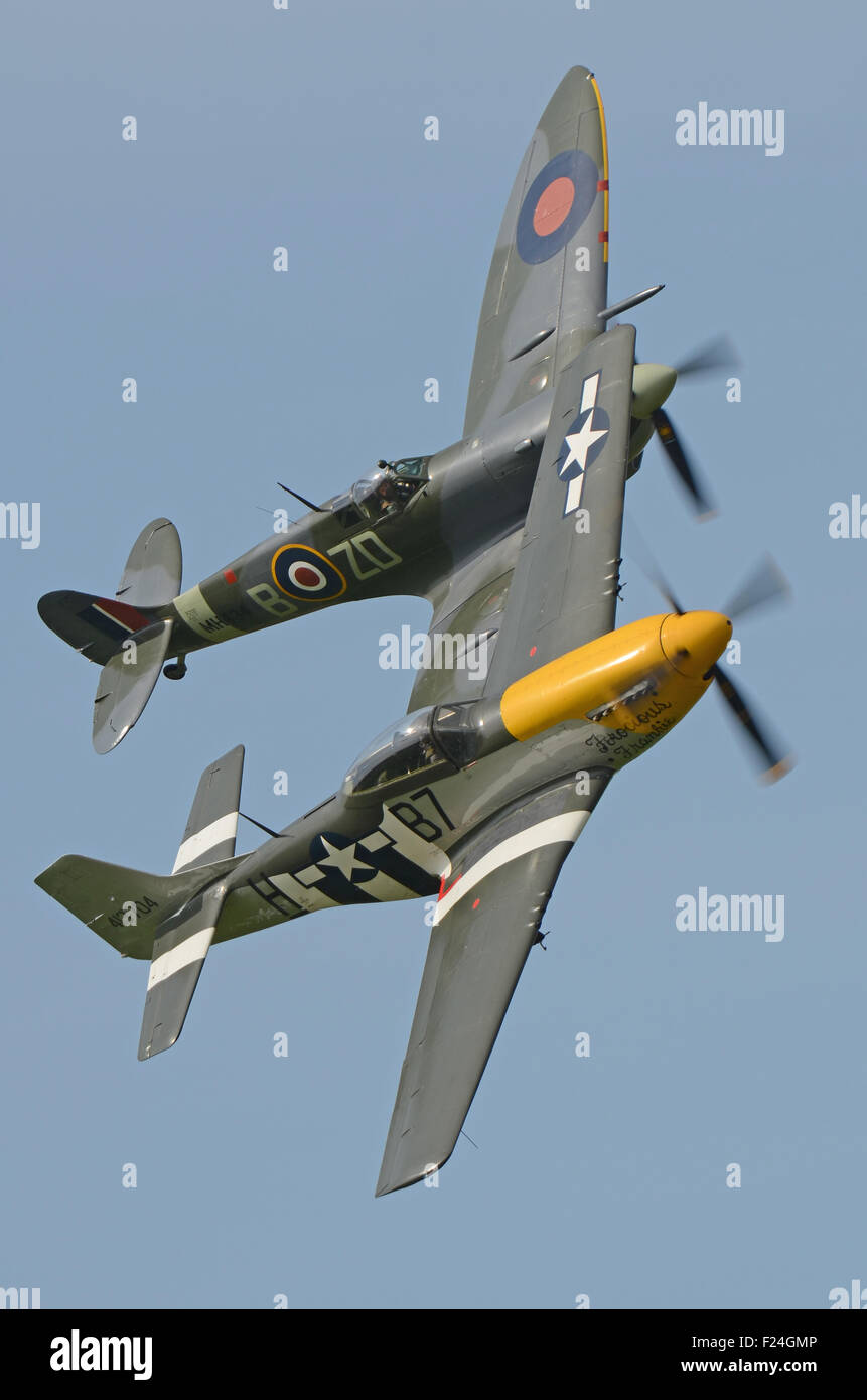 The Old Flying Machine Company's Spitfire and P-51 Mustang displaying ...