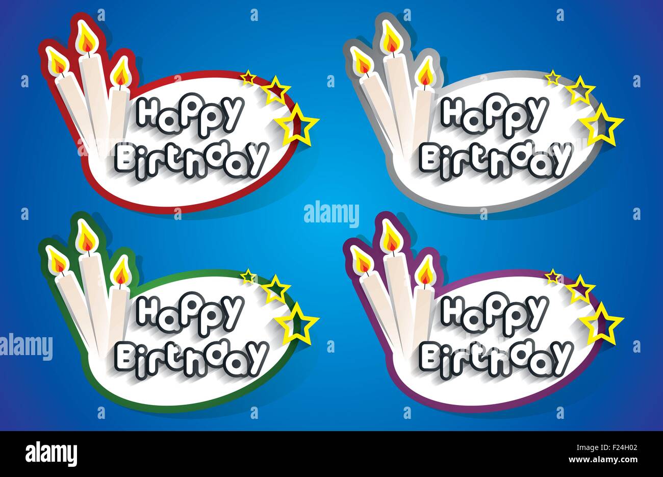 Happy Birthday Stickers On Background vector Illustration Stock Vector ...