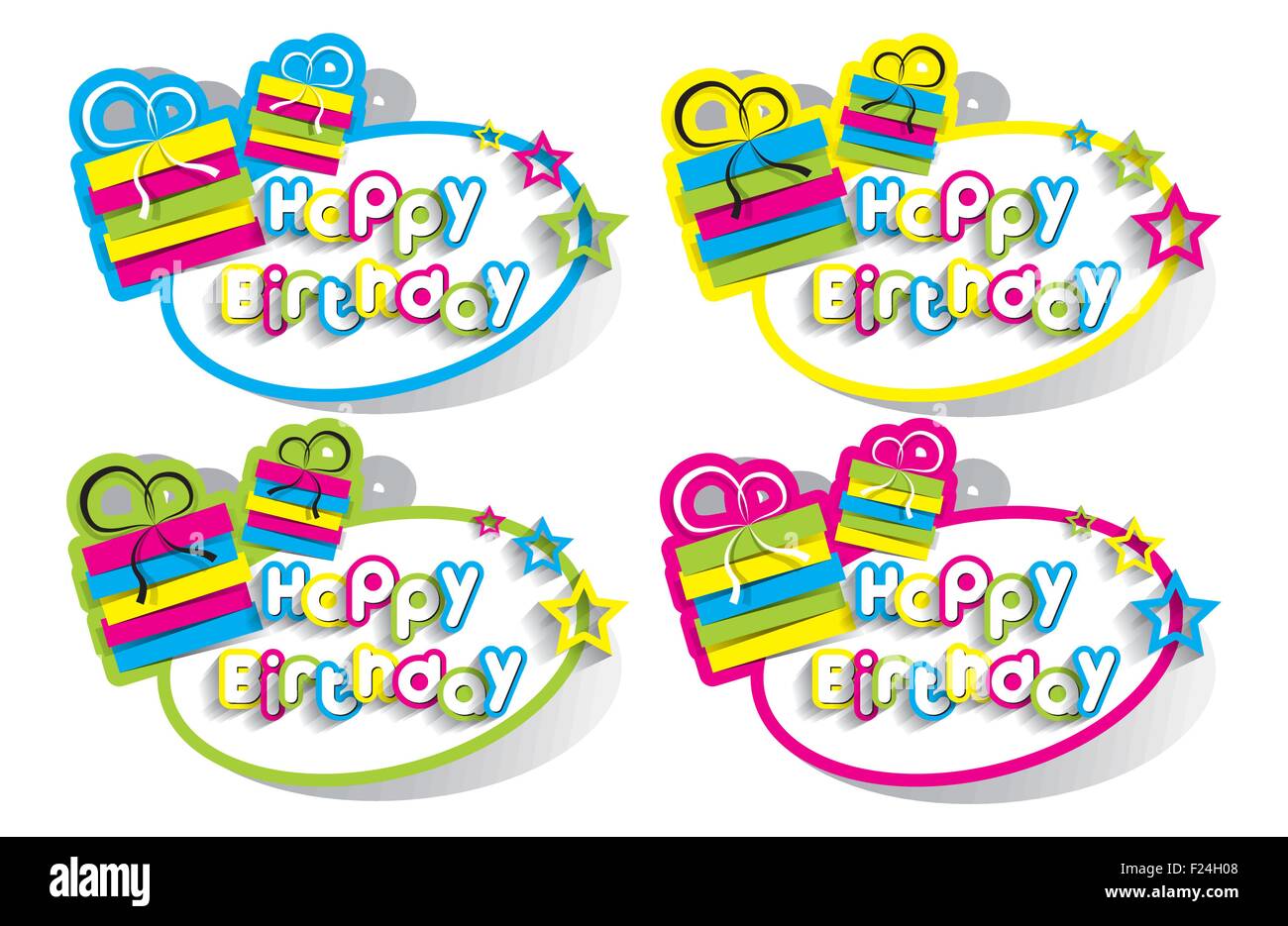 Happy Birthday Stickers On Background vector Illustration Stock Vector ...