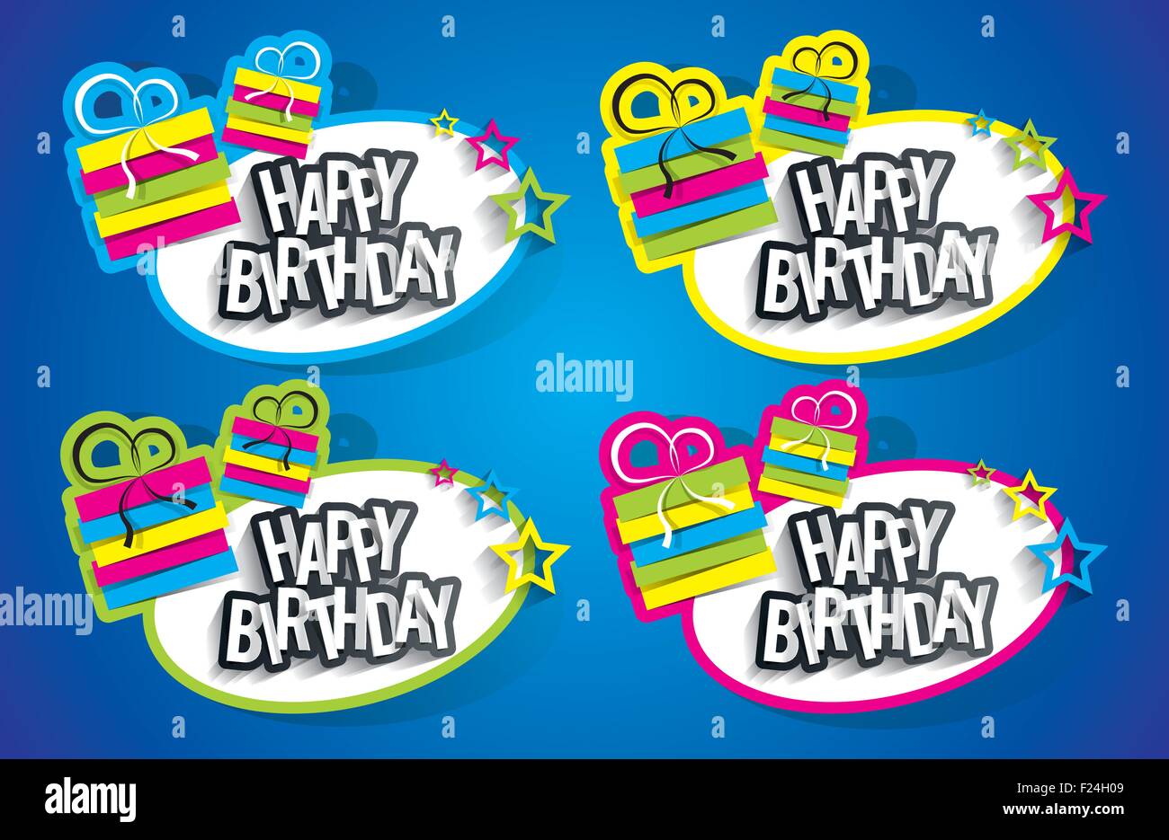 Happy Birthday Stickers On Background vector Illustration Stock Vector ...