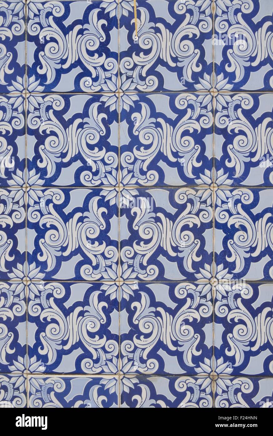 Blue tile in a facade of a building in Ovar, Portugal Stock Photo - Alamy