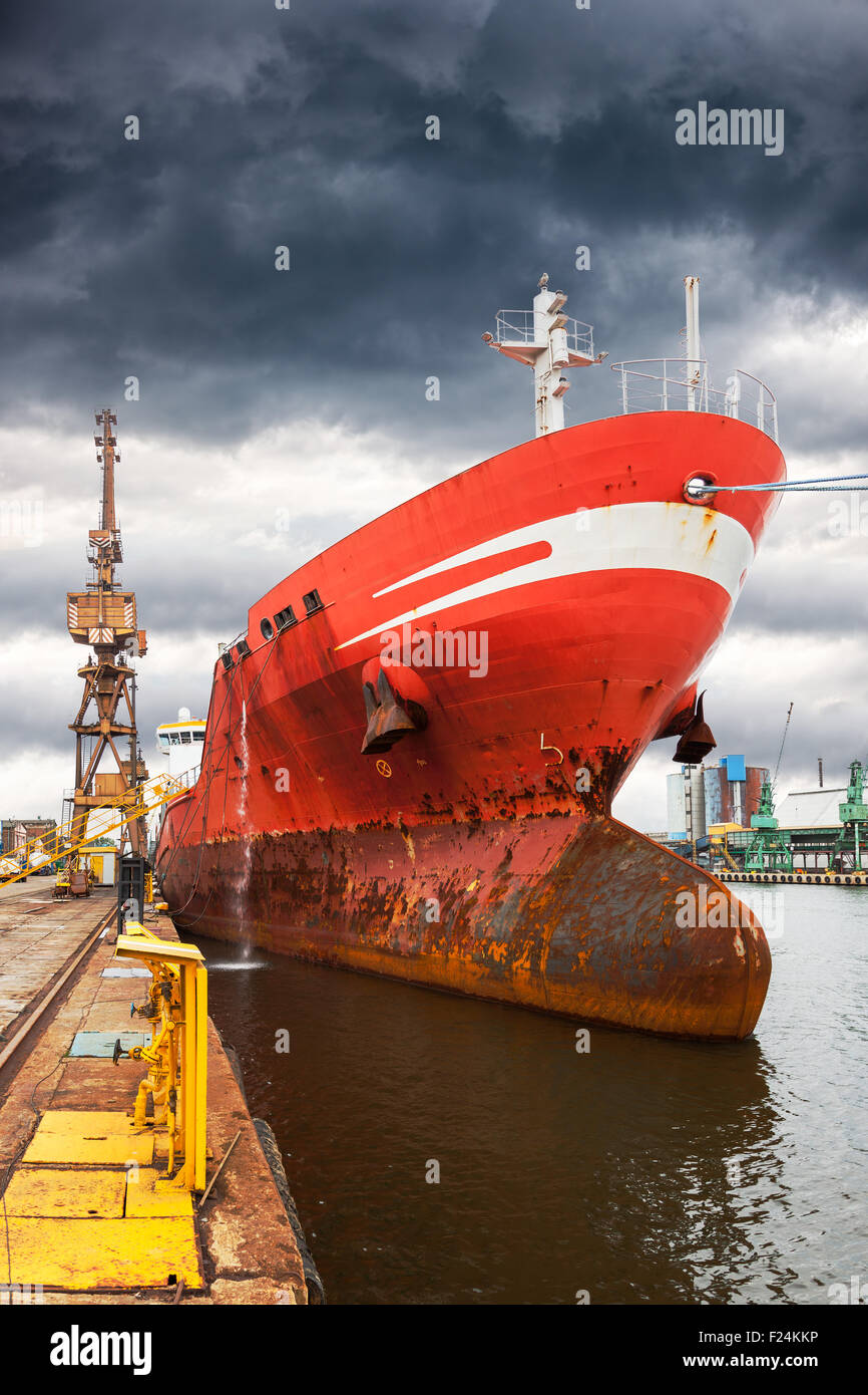 Container ship in rain port hi-res stock photography and images - Alamy