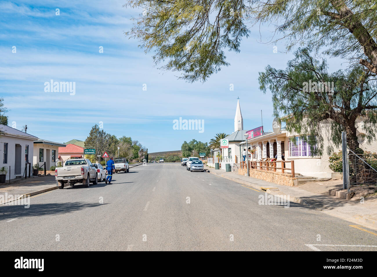 LOERIESFONTEIN, SOUTH AFRICA - AUGUST 11, 2015: The main street in ...