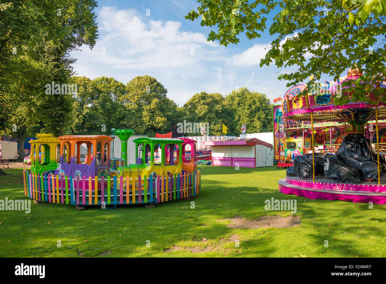 An empty fun fair at Matlock Derbyshire UK Stock Photo - Alamy