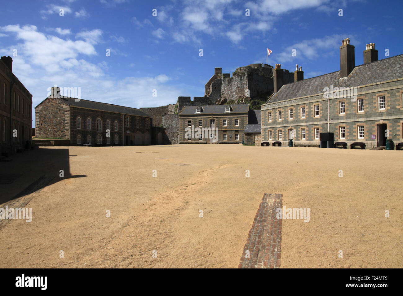 The parade ground, Elizabeth Castle, Jersey, resplendent in the summer ...