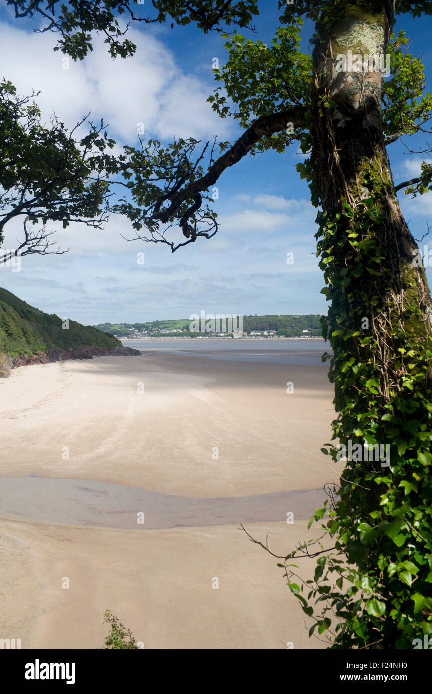 Scotts Bay beach and Tywi Towy estuary looking towards Ferryside ...