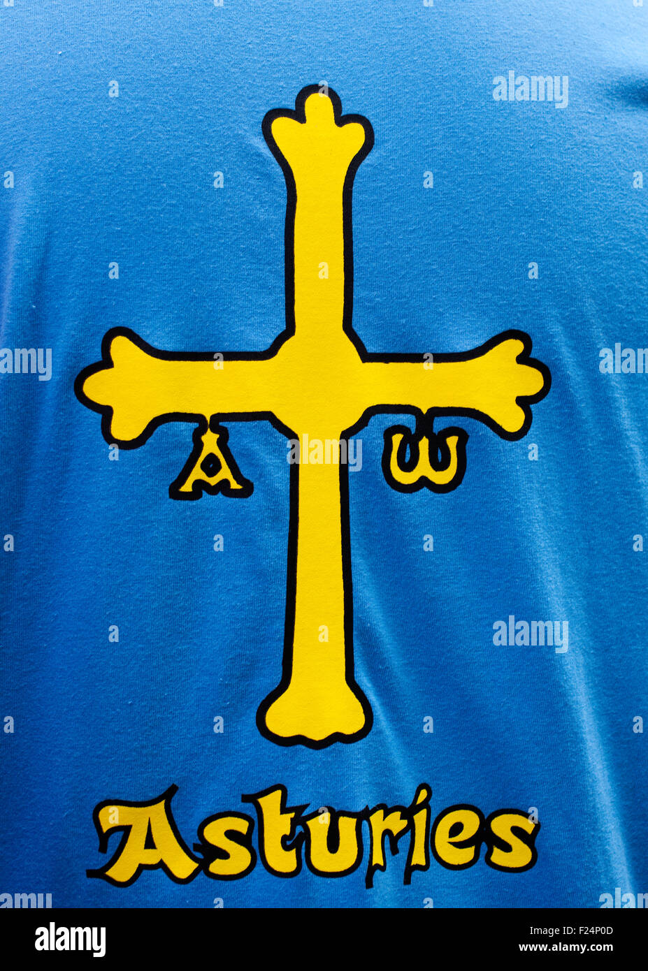 Blue T-shirt with the cross, Symbol of Asturias Stock Photo - Alamy