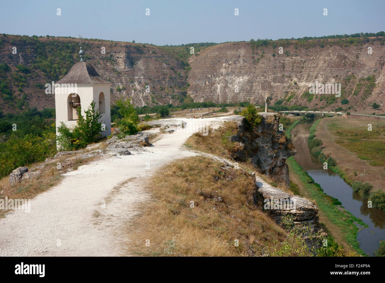 Bell tower above the Orheiul Vechi cave monastery, Old Orhei, Republic ...
