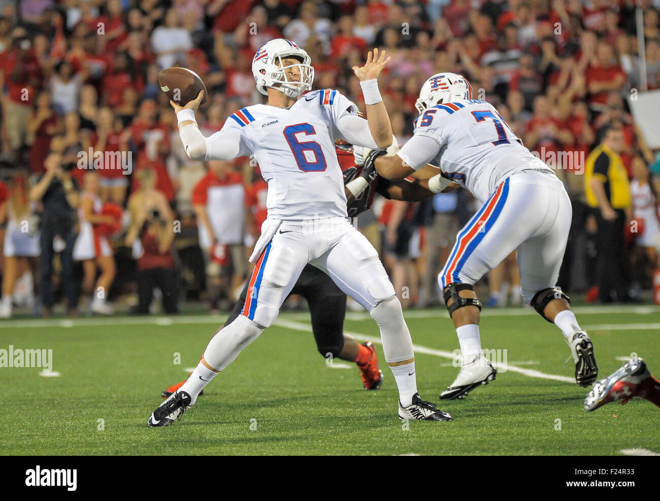 September 10, 2015 Louisiana Tech Bulldogs Jeff Driskell (6) throws the ...