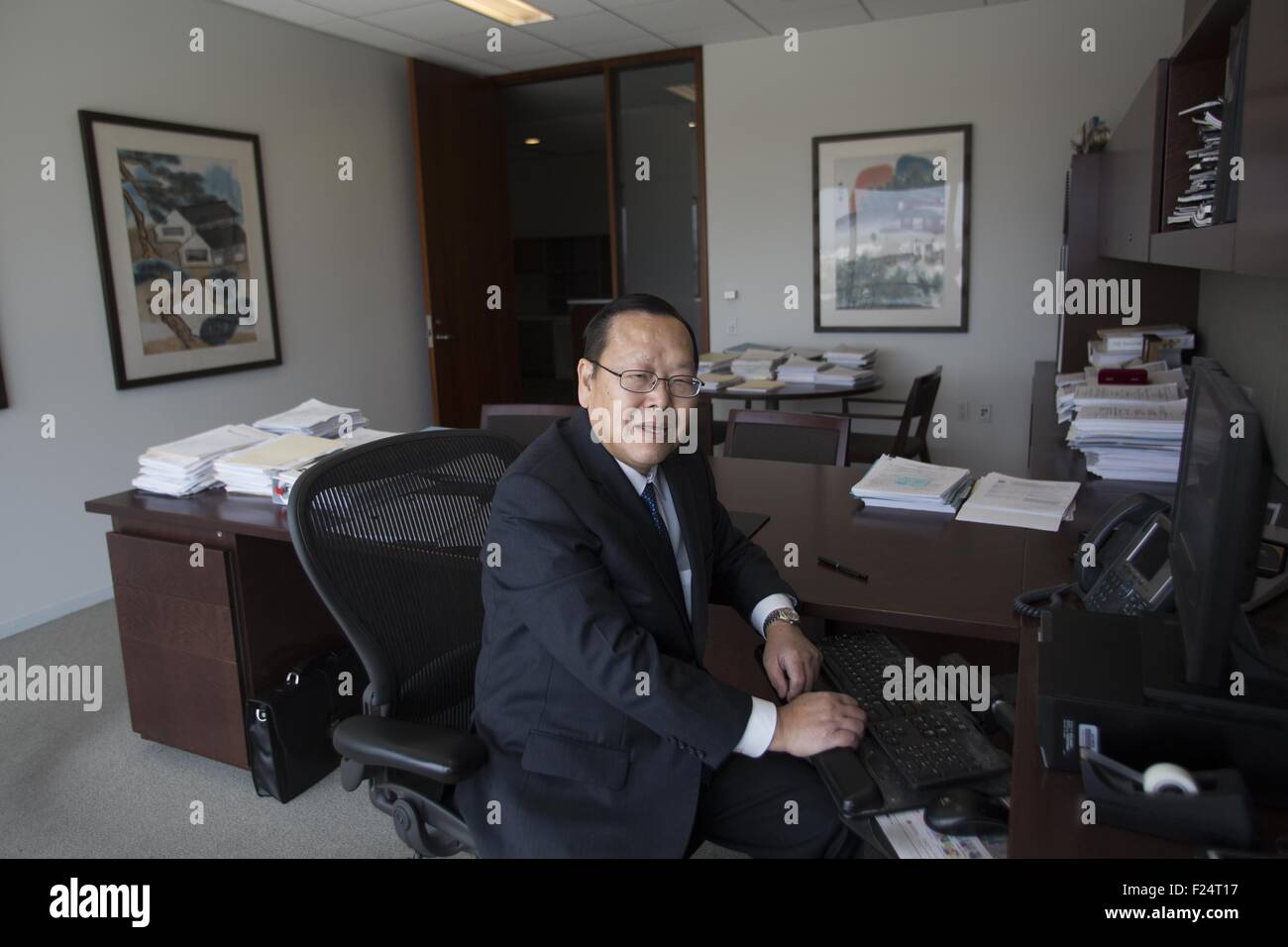 Los Angeles, California, USA. 25th Aug, 2015. Heng Chen, CFO, Cathay ...