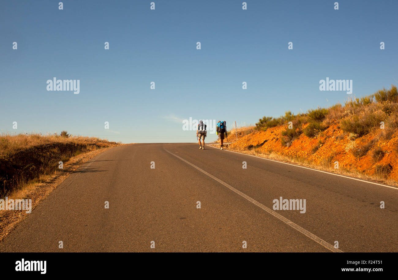 Pilgrims along the Way of St. James - Spain Stock Photo - Alamy