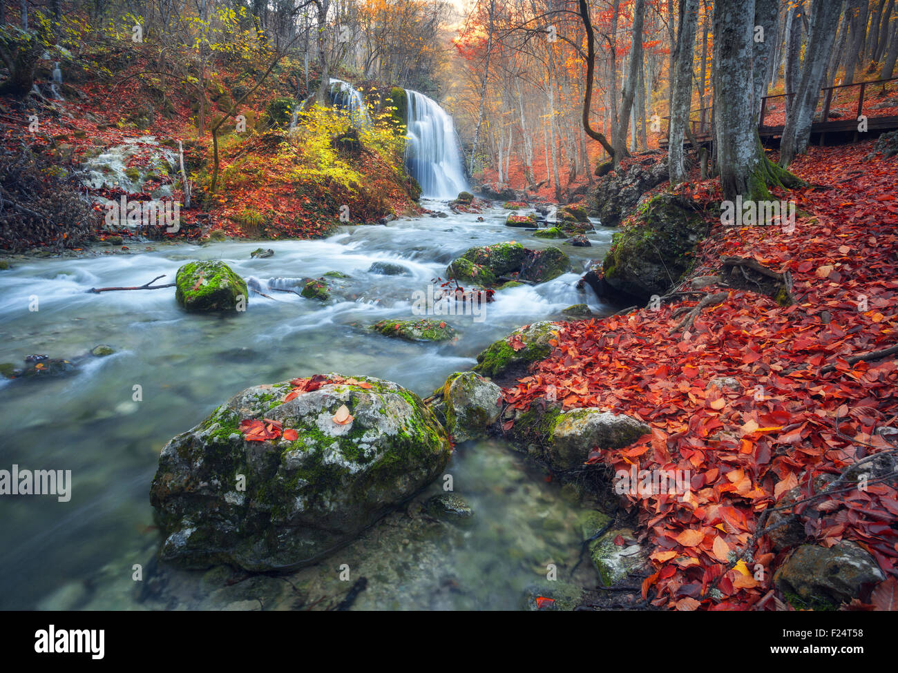 Colorful rock canyon waterfall hi-res stock photography and images - Alamy