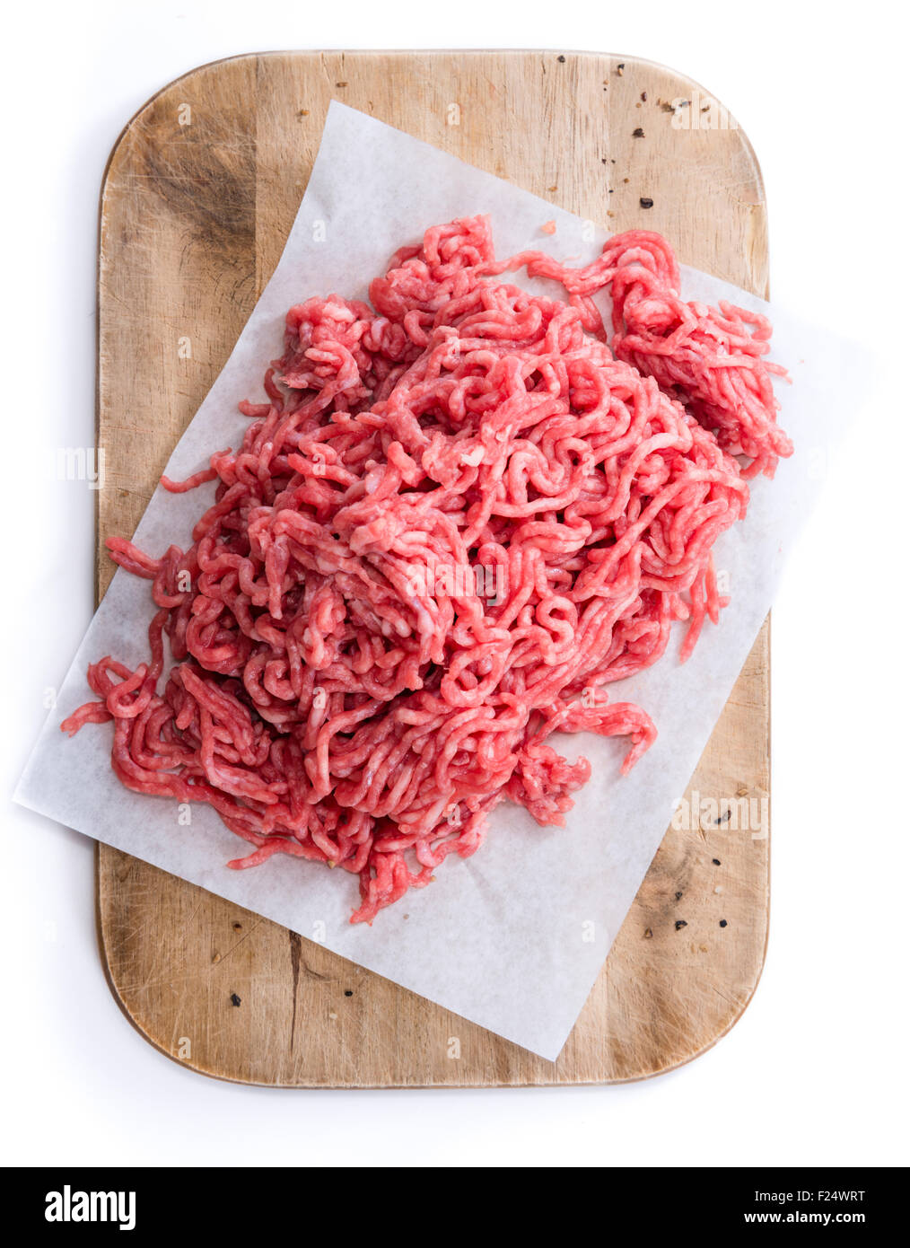 Minced Meat (close-up shot) isolated on white background Stock Photo ...
