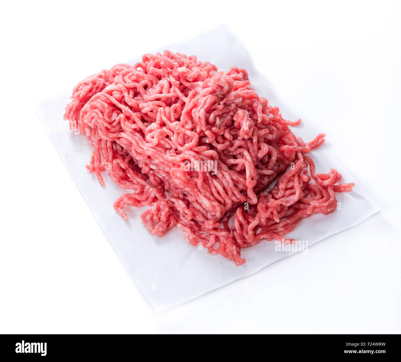 Minced Meat (close-up shot) isolated on white background Stock Photo ...