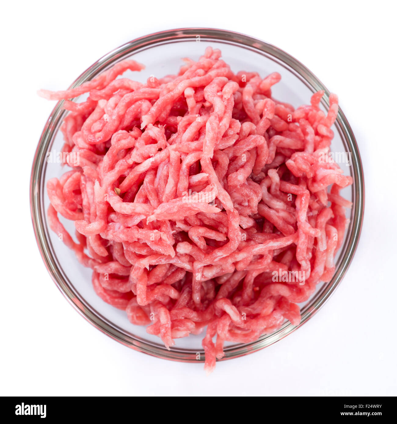 Minced Meat (close-up shot) isolated on white background Stock Photo ...