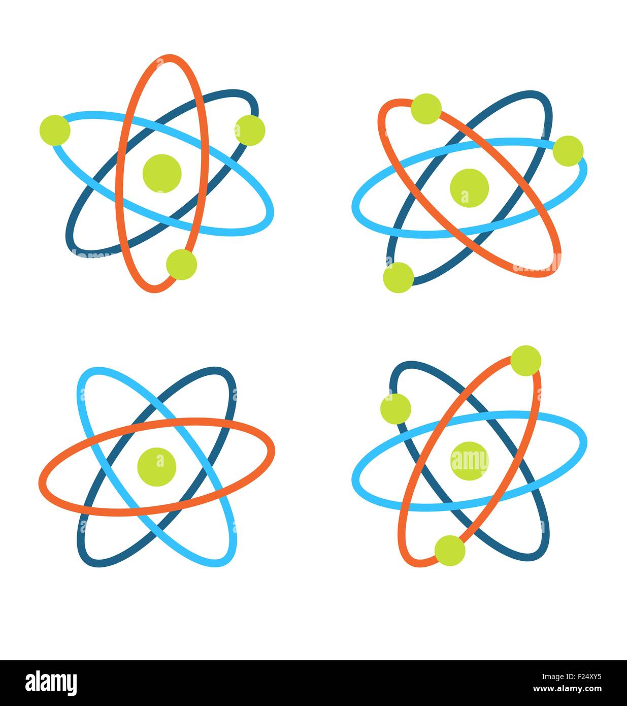 Atom Symbols for Science, Colorful Icons Isolated on White Background ...