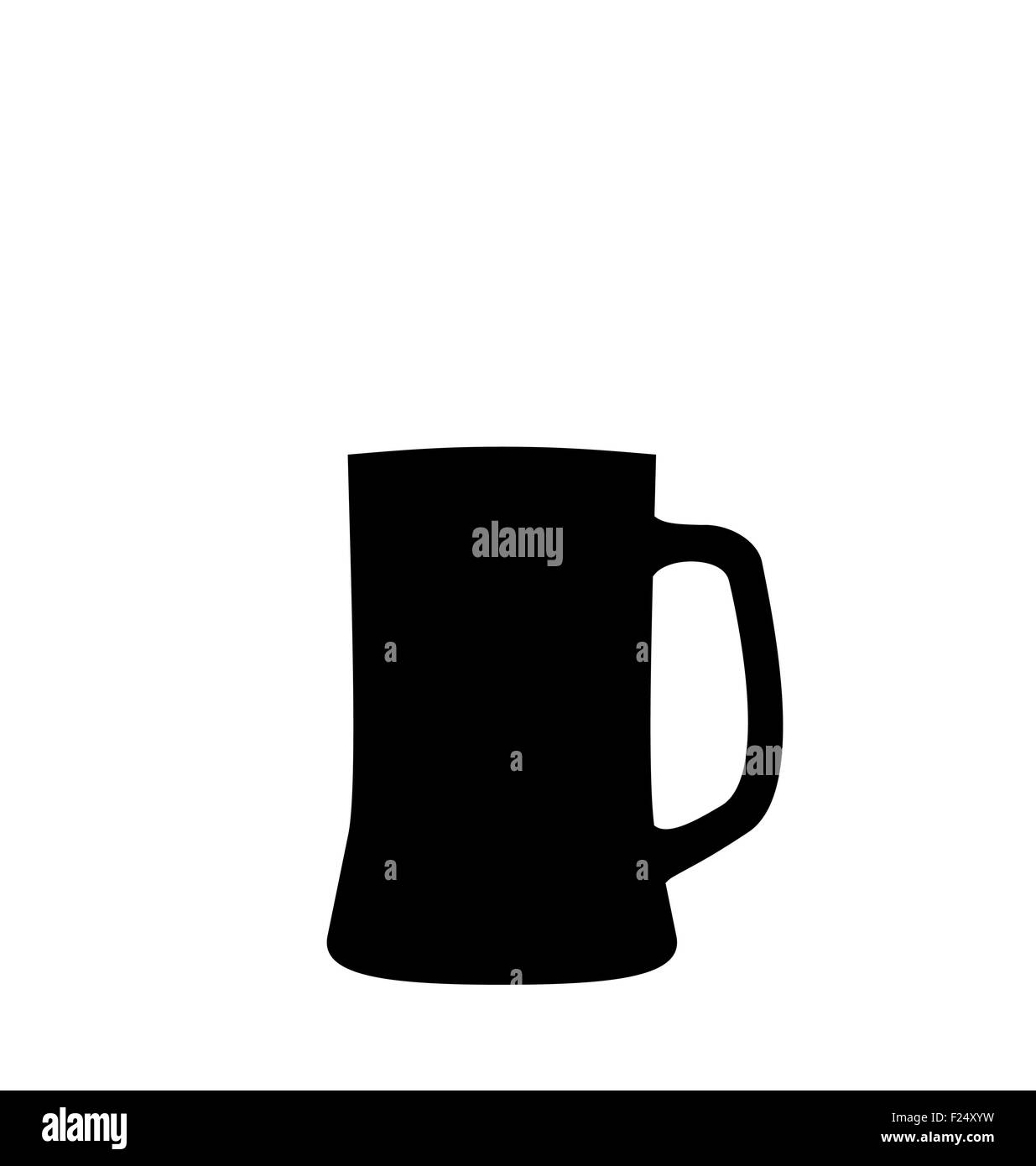 Illustration Black Silhouette Beer Mug Isolated On White Backgro Stock