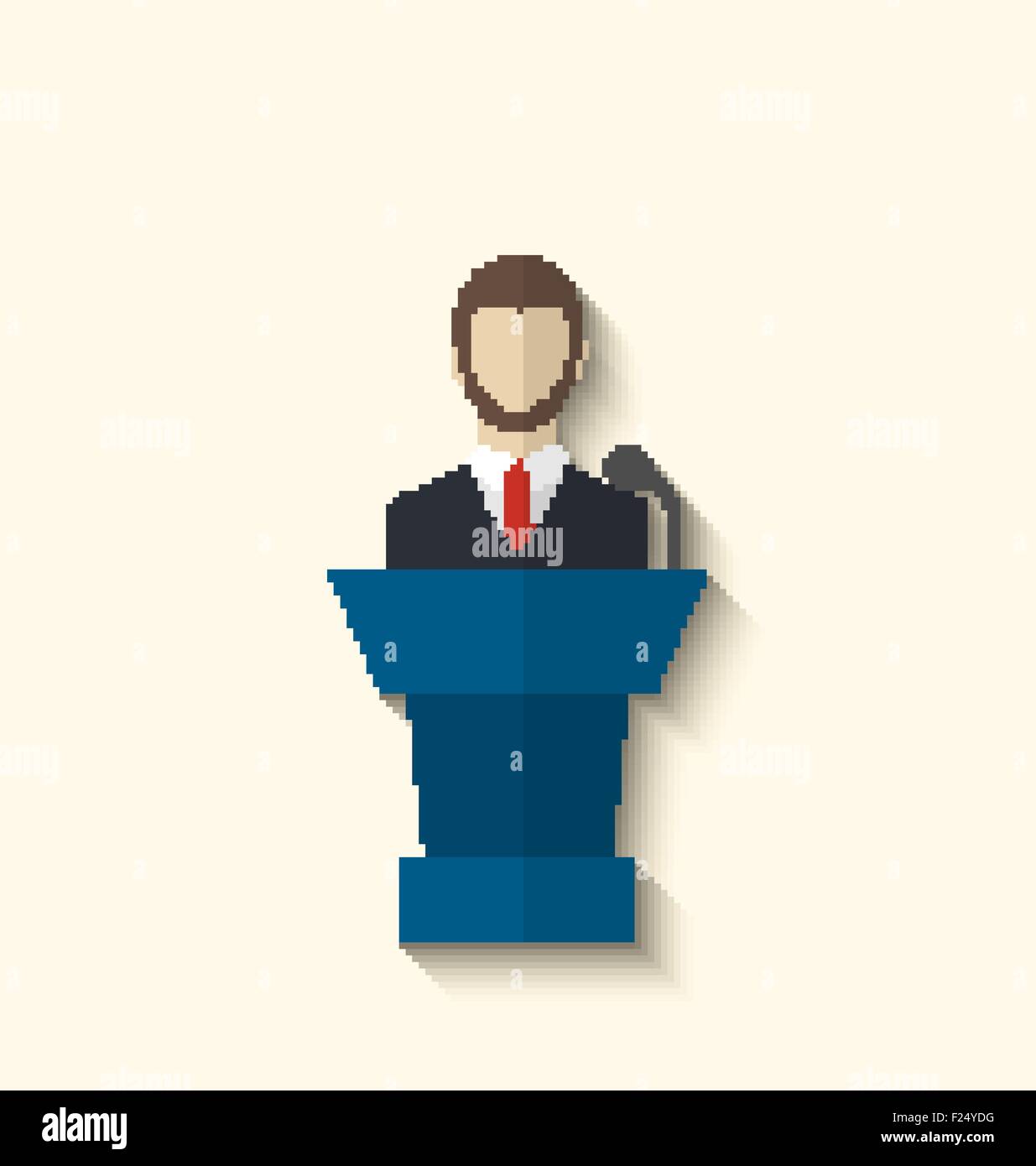 Flat icon of orator speaking from rostrum, long shadow style Stock ...